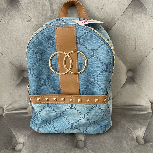 Justice | Accessories | Nwt Justice Girls Mini Blue Denim Logo Backpack ...
